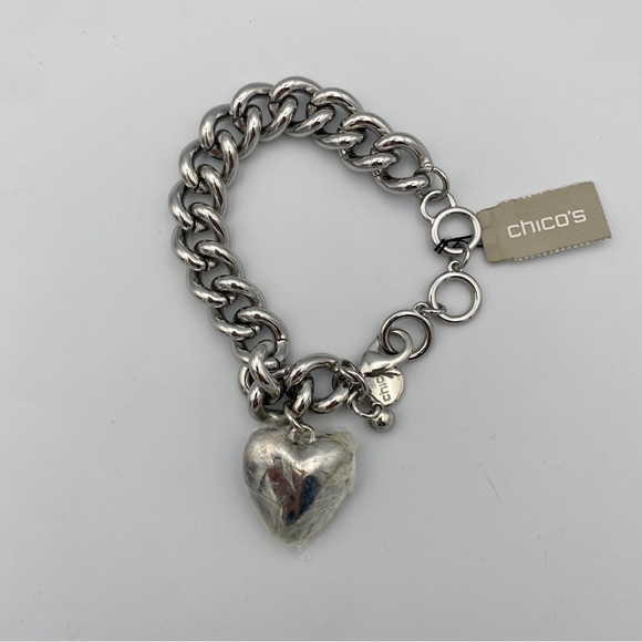 Chico's | Jewelry | Nwt Chicos Sterling Silver Heart Bracelet Large ...